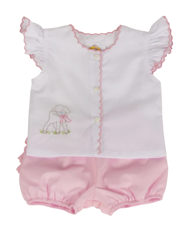 Pink Lamb Diaper Set - Baby Bloomers